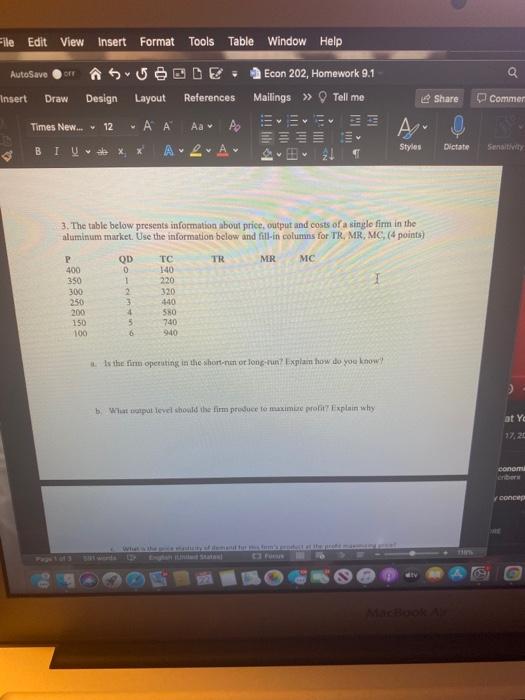 Solved File Edit View Insert Format Tools Table Window Help | Chegg.com