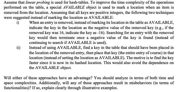 Solved Assume that linear probing is used for hash-tables. | Chegg.com