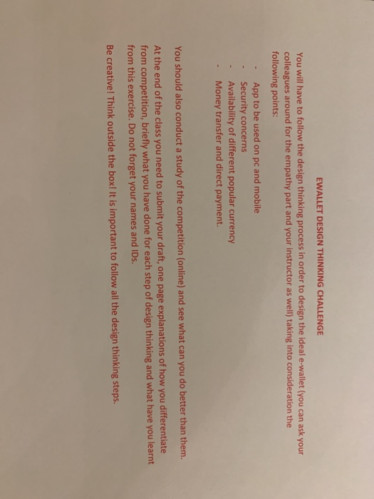 Design Thinking Wallet Exercise - Wall Design Ideas