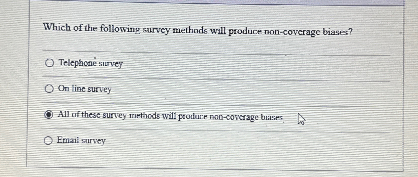 Solved Which of the following survey methods will produce | Chegg.com