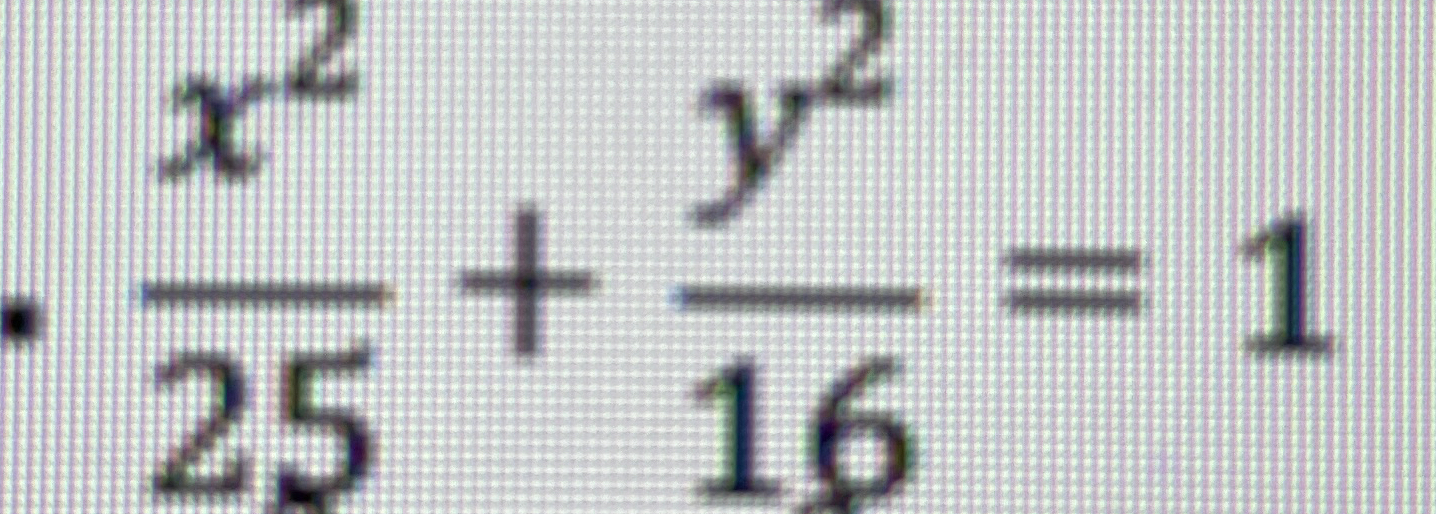 Solved x225+y216=1 ﻿Graph each ellipse and locate the foci | Chegg.com