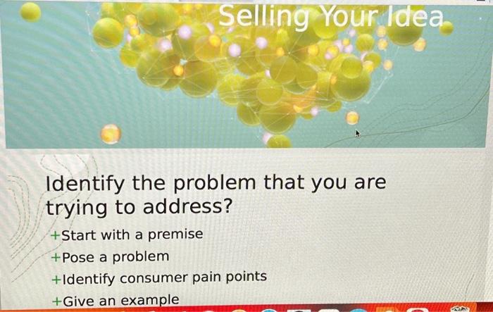 Selling Your Idea Identify the problem that you are | Chegg.com