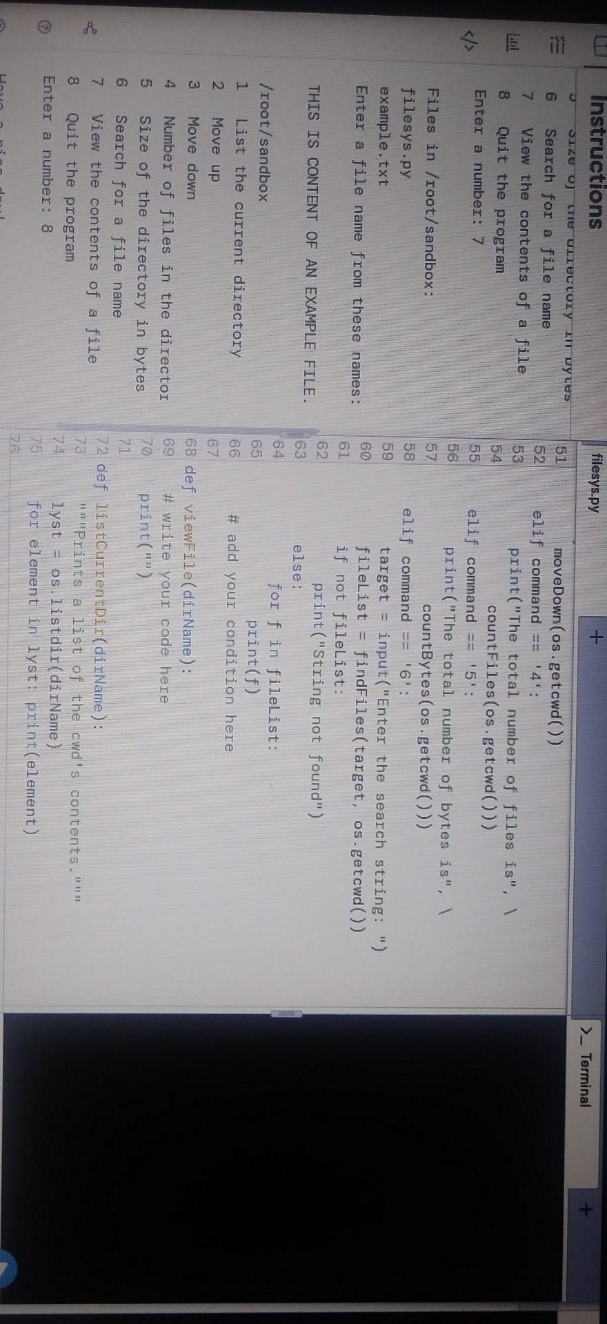 Solved def moveup(): ""u"Moves up to the parent directory." | Chegg.com