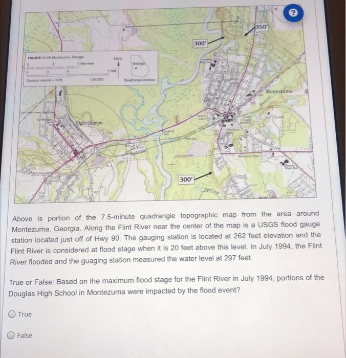 Solved Above is portion of the 7.5-minute quadrangle | Chegg.com