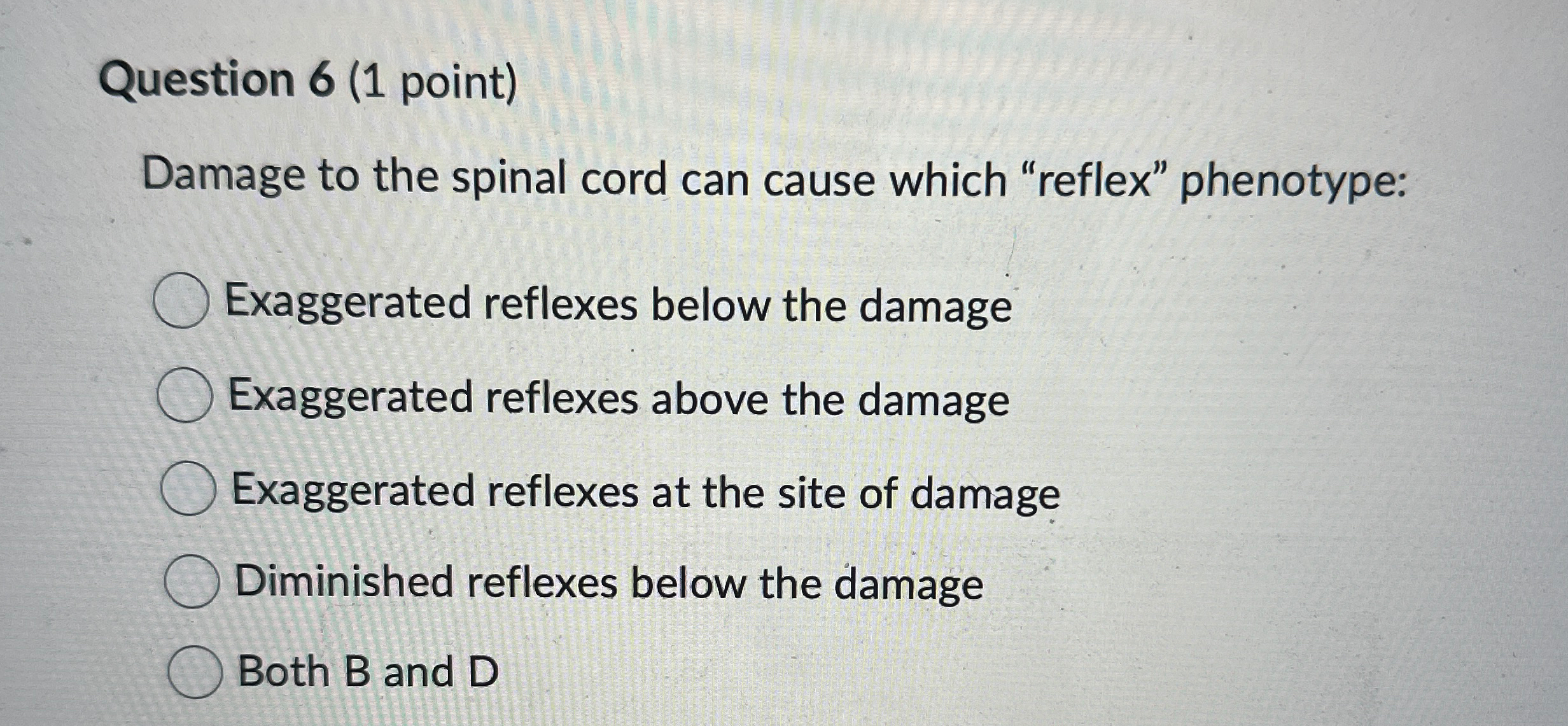 Solved Question 6 (1 ﻿point)Damage to the spinal cord can | Chegg.com