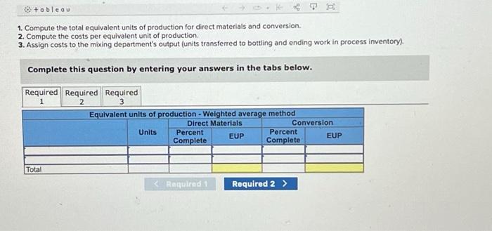 Solved Tableau DA 20-2 (Static): Exercise, Computing cost | Chegg.com