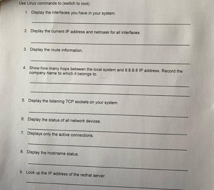 Solved 2. Display the current IP address and netmask for all | Chegg.com