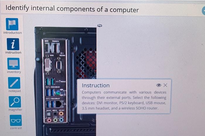 Solved Identify internal components of a computer | Chegg.com