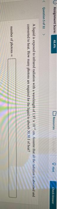 Solved Assignment Score: 48.4% Resources Hint Check Answer