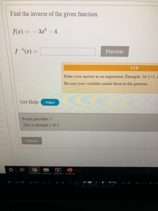 Solved Find the inverse of the given function. f(x) = – 3.05 | Chegg.com
