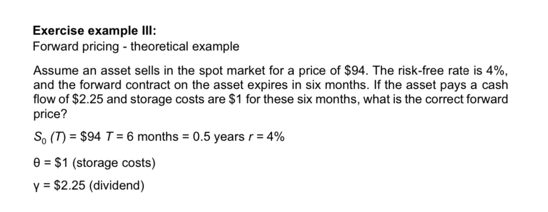 Solved Exercise example III:Forward pricing - ﻿theoretical | Chegg.com