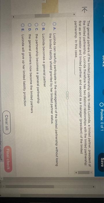 Solved The general partners of the limited partnership vote | Chegg.com