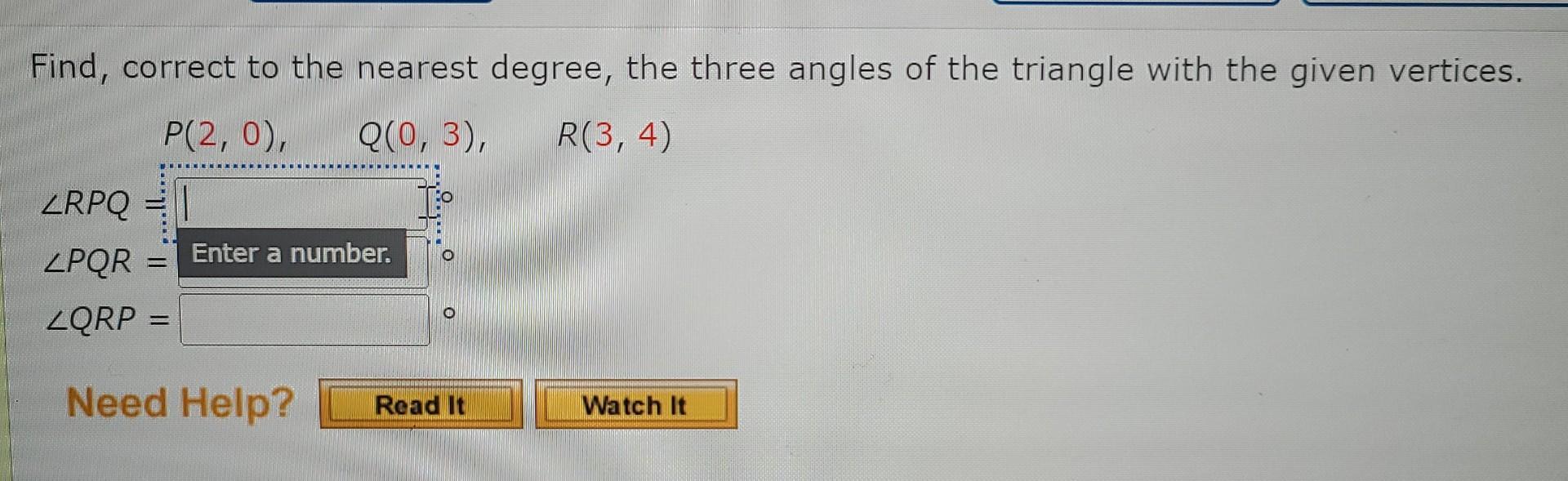 Solved Find, correct to the nearest degree, the three angles | Chegg.com