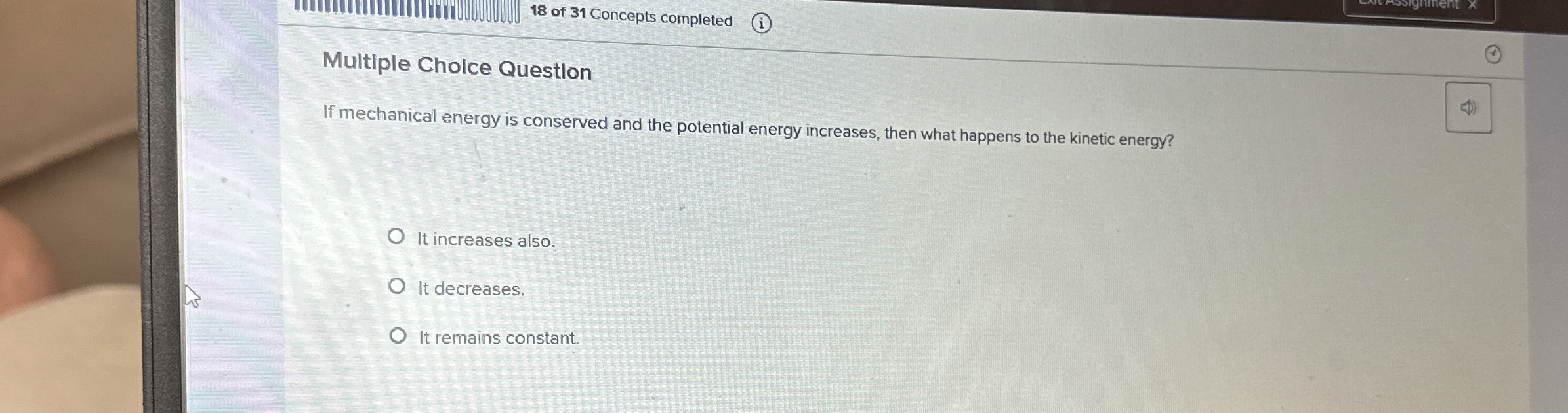 Solved 18 ﻿of 31 ﻿Concepts completedMultiple Cholce | Chegg.com