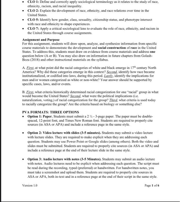 - CLO 1: Define and correctly apply sociological | Chegg.com