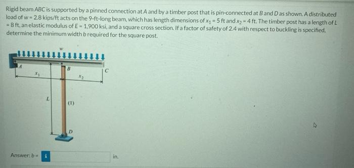 Solved Rigid beam ABC is supported by a pinned connection at | Chegg.com