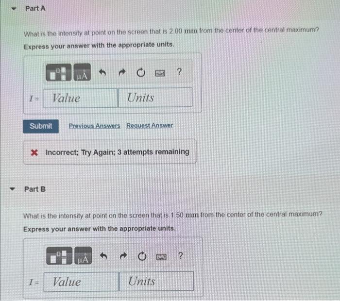 Solved Two slits spaced 0.0720 mm apart are 0.800 m from a | Chegg.com
