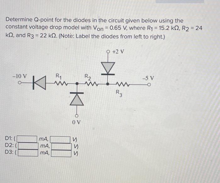 Solved Determine Q-point for the diodes in the circuit given | Chegg.com