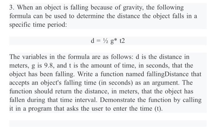 Solved 3 . When an object is falling because of gravity, the | Chegg.com