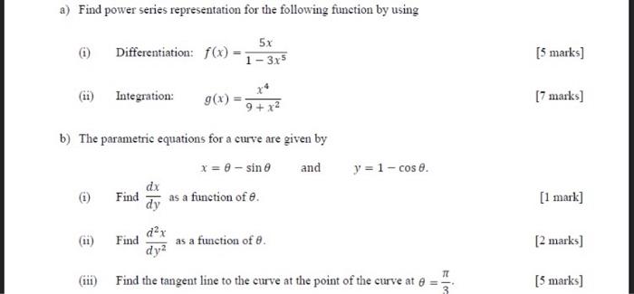 Solved a) Find power series representation for the following | Chegg.com