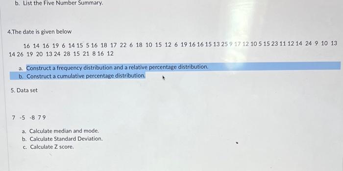 Solved 4.The date is given below | Chegg.com