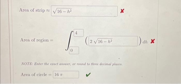 Solved Give an equation representing the area of the strip | Chegg.com
