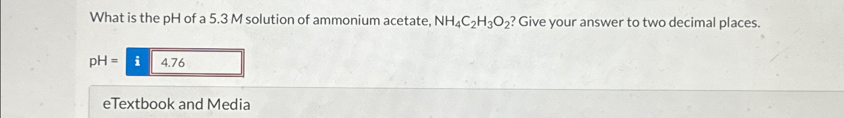 What is the pH ﻿of a 5.3M ﻿solution of ammonium | Chegg.com