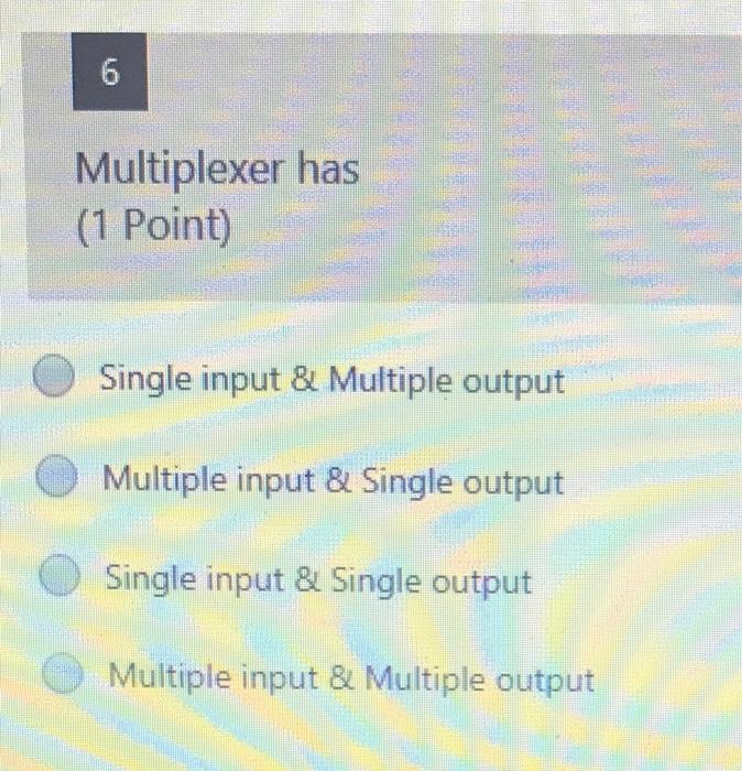 Solved 6 Multiplexer has (1 Point) Single input & Multiple | Chegg.com