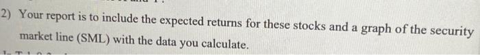 Solved 2) Your report is to include the expected returns for | Chegg.com