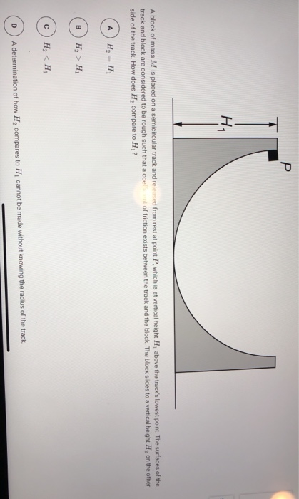 Solved A block of mass M is placed on a semicircular track | Chegg.com
