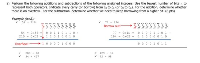 Solved a) Perform the following additions and subtractions | Chegg.com