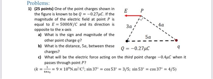 Solved 1) (25 points) One of the point charges shown in the | Chegg.com
