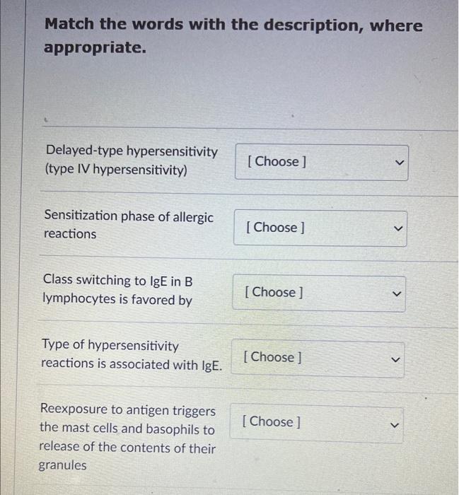 Solved Match the words with the description, where | Chegg.com