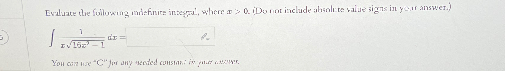 Solved Evaluate the following indefinite integral, where | Chegg.com