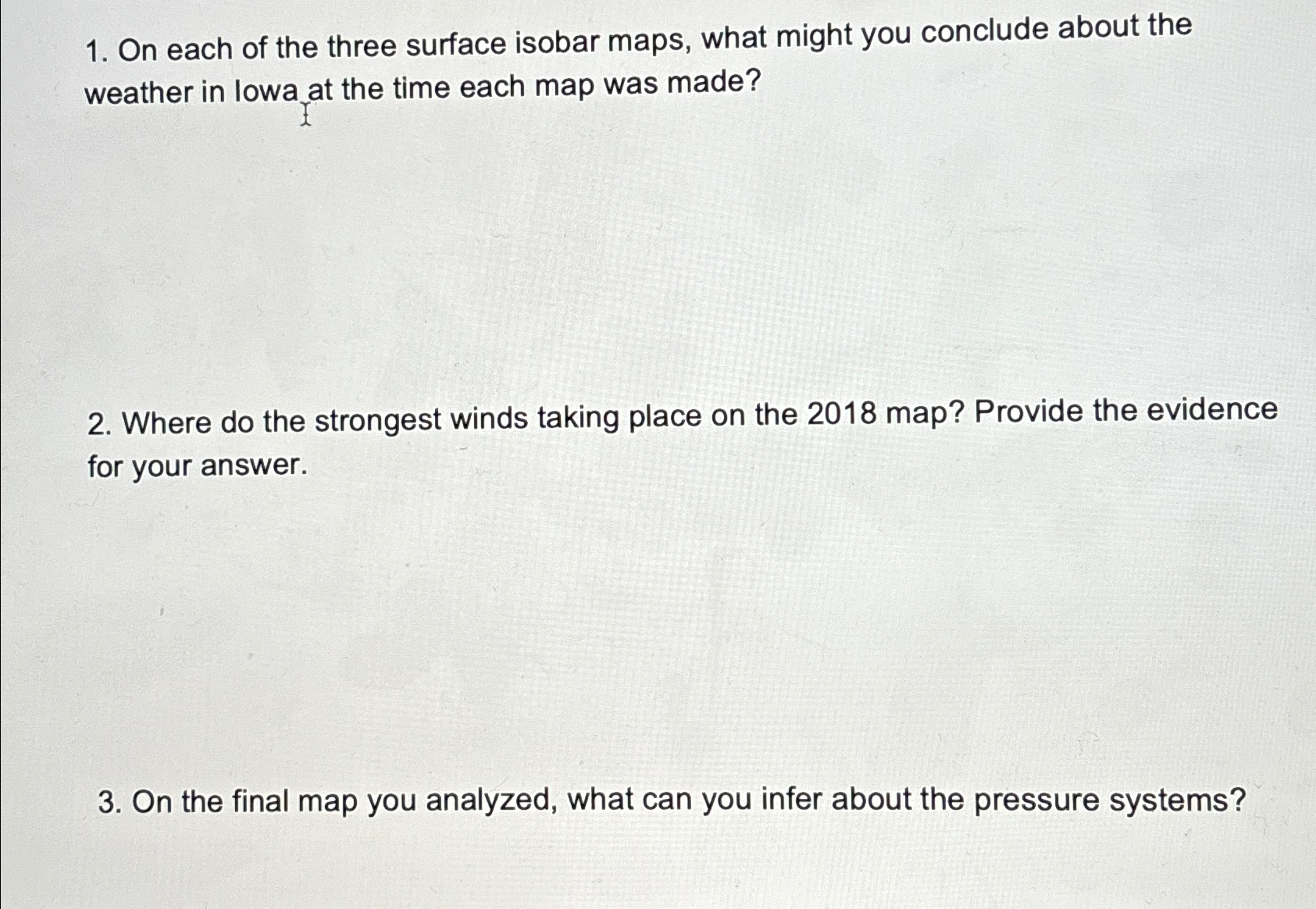 On each of the three surface isobar maps, what might | Chegg.com
