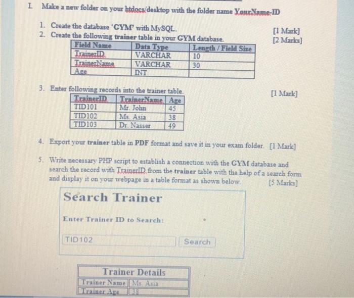 Solved I Make a new folder on your htdocs/desktop with the | Chegg.com