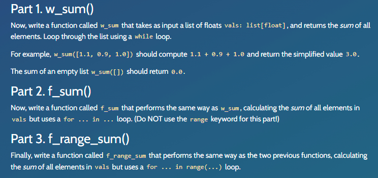 Solved Part 1. ﻿w_sum()Now, write a function called w_sum | Chegg.com