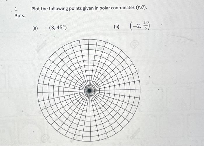 Solved 1.Plot the following points given in polar | Chegg.com