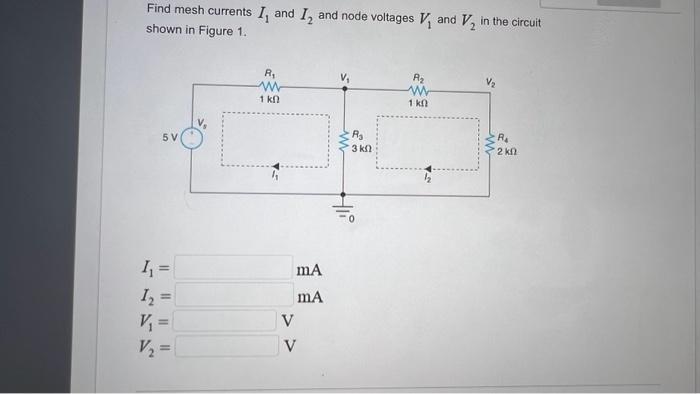 Solved Find mesh currents I1 and I2 and node voltages V1 and | Chegg.com Solved Find mesh currents I1 and I2 and node voltages V1 and | Chegg.com