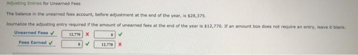 Solved Adjusting entries for Unearned Fees The balance in | Chegg.com
