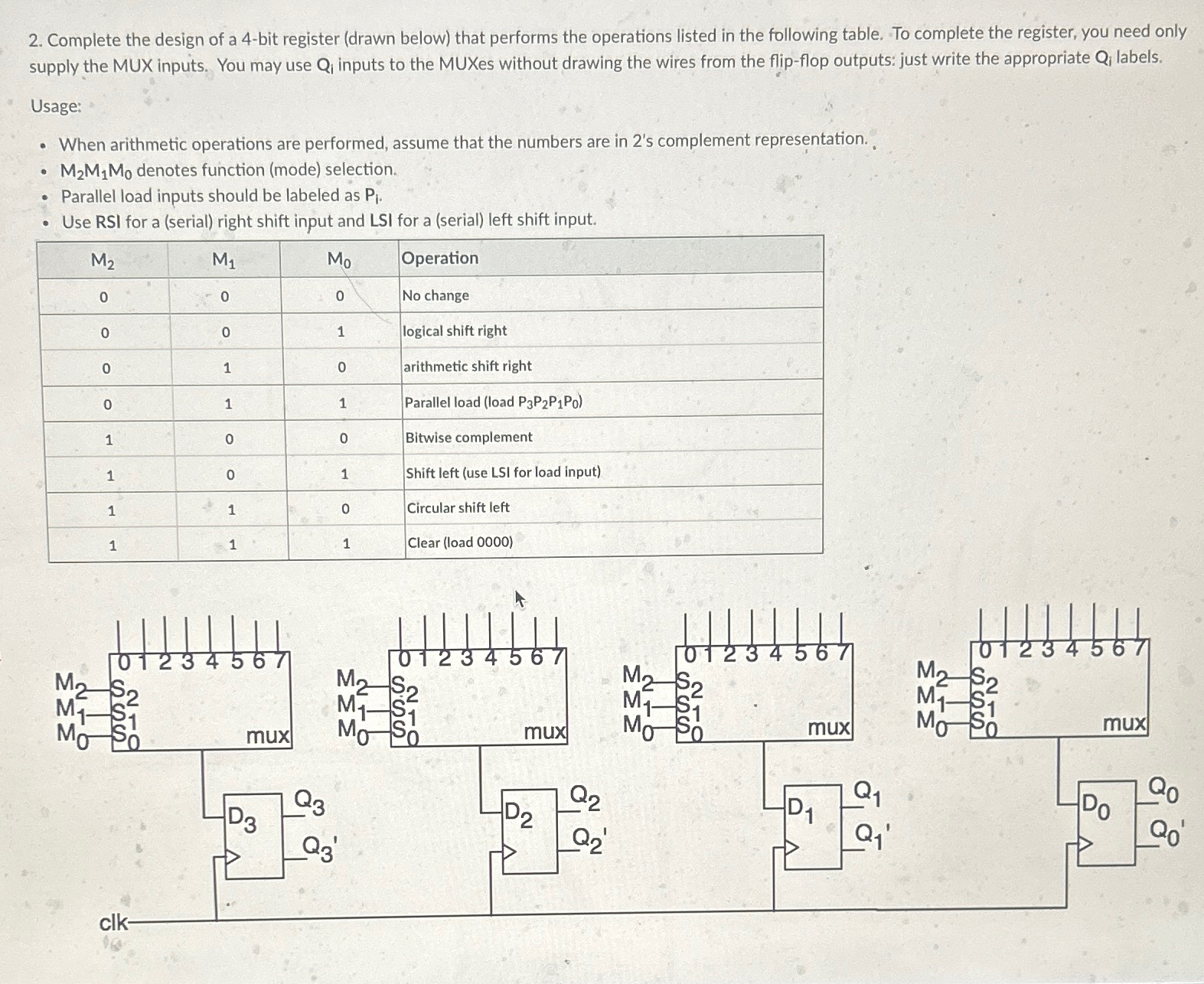 Solved Complete the design of a 4-bit register (drawn below) | Chegg.com