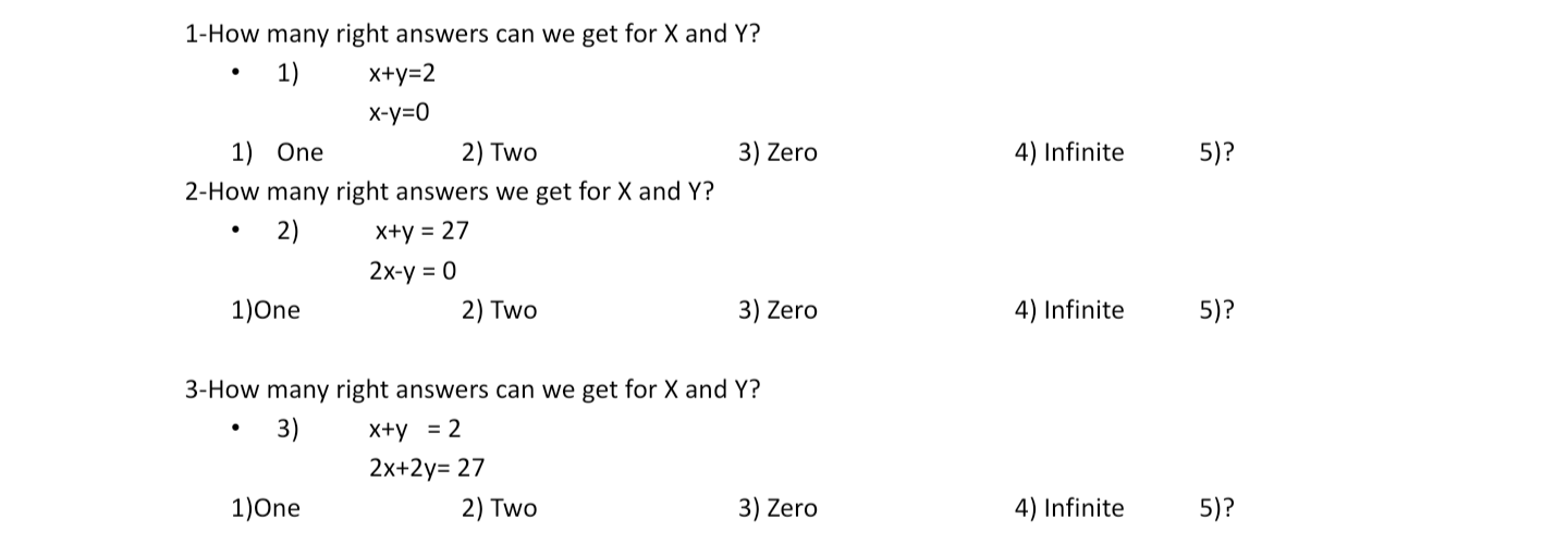 Solved 1-How many right answers can we get for X and Y ? - | Chegg.com