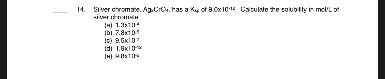Solved Silver chromate, Ag2CrO4, ﻿has a Ksp ﻿of 9.0×10-12. | Chegg.com