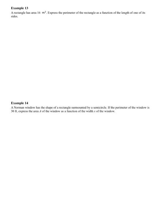 Solved Example 13 A rectangle has area 16 m2. Express the | Chegg.com