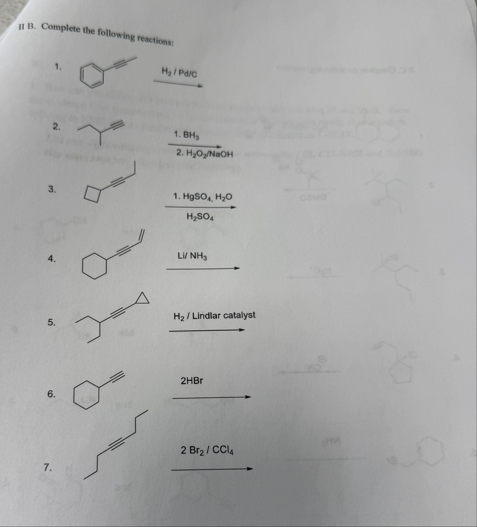 Solved II B. ﻿Complete the following | Chegg.com