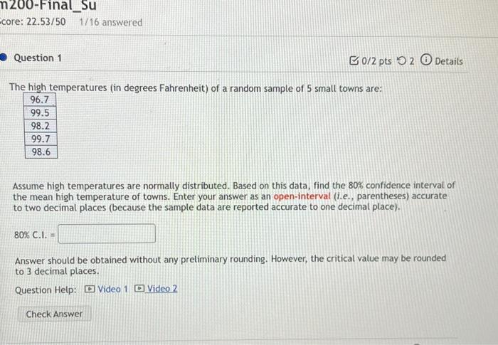 Solved The high temperatures (in degrees Fahrenheit) of a | Chegg.com