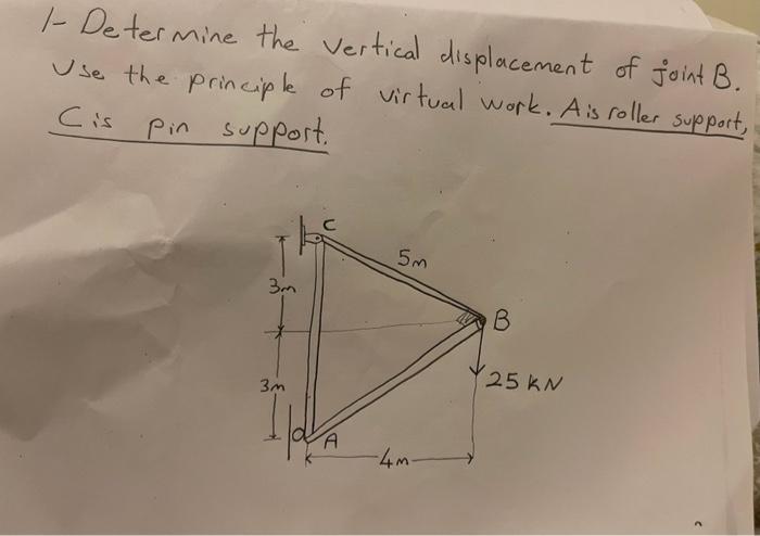 Solved 1- Determine the vertical displacement of joint B. | Chegg.com