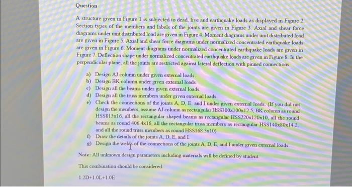 Solved A structure given in Figure 1 is subjected to dead, | Chegg.com