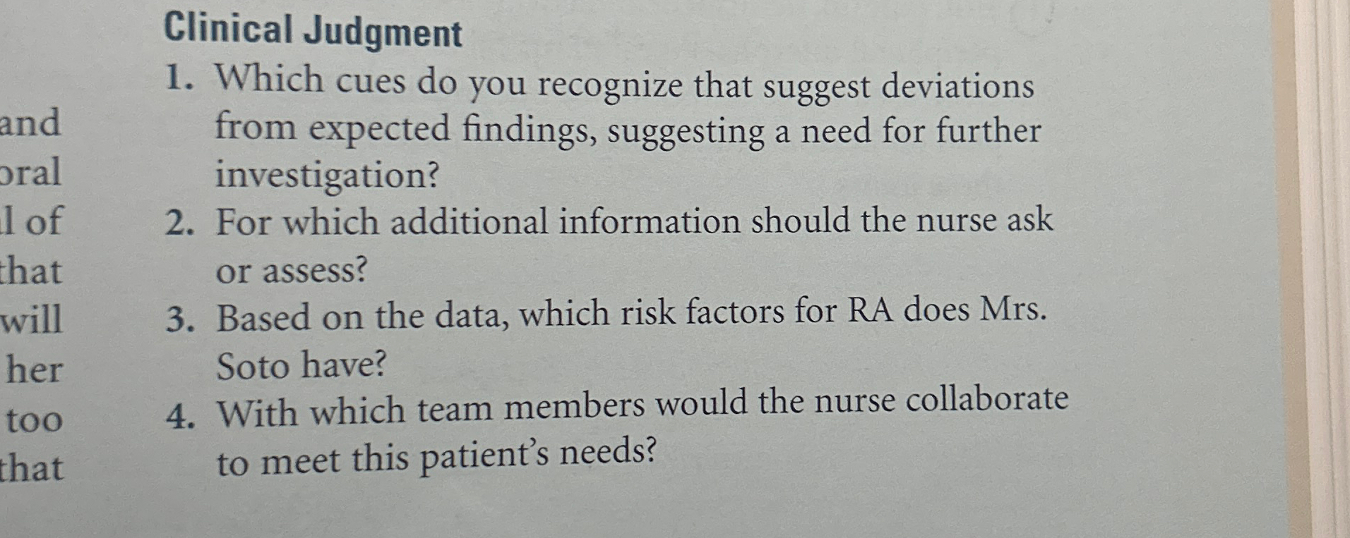 Solved Clinical JudgmentWhich cues do you recognize that | Chegg.com