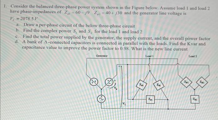 Solved 1. Consider the balanced three-phase power system | Chegg.com